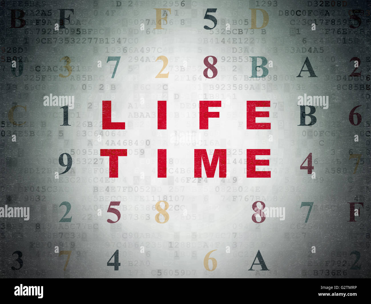 Time concept: Life Time on Digital Data Paper background Stock Photo ...