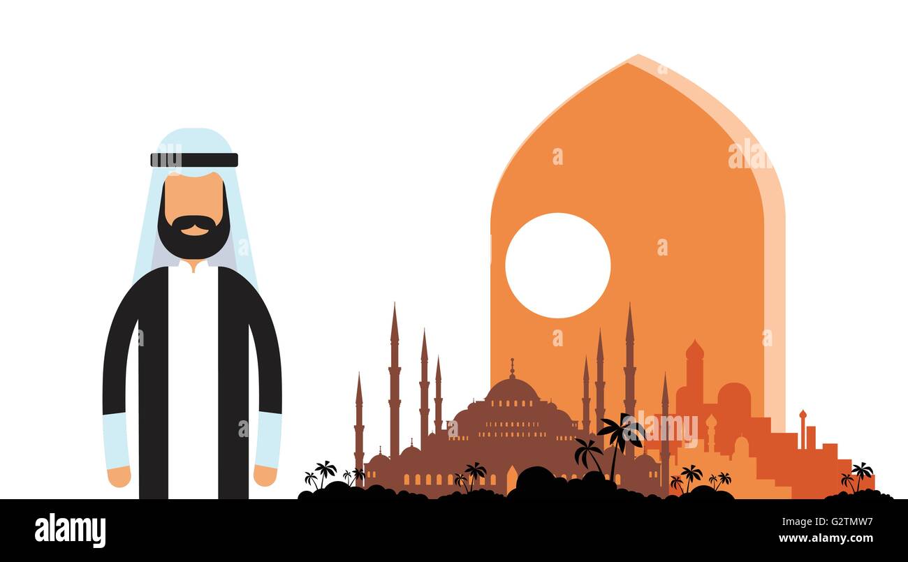 Arab man and mosque Stock Vector Images - Alamy