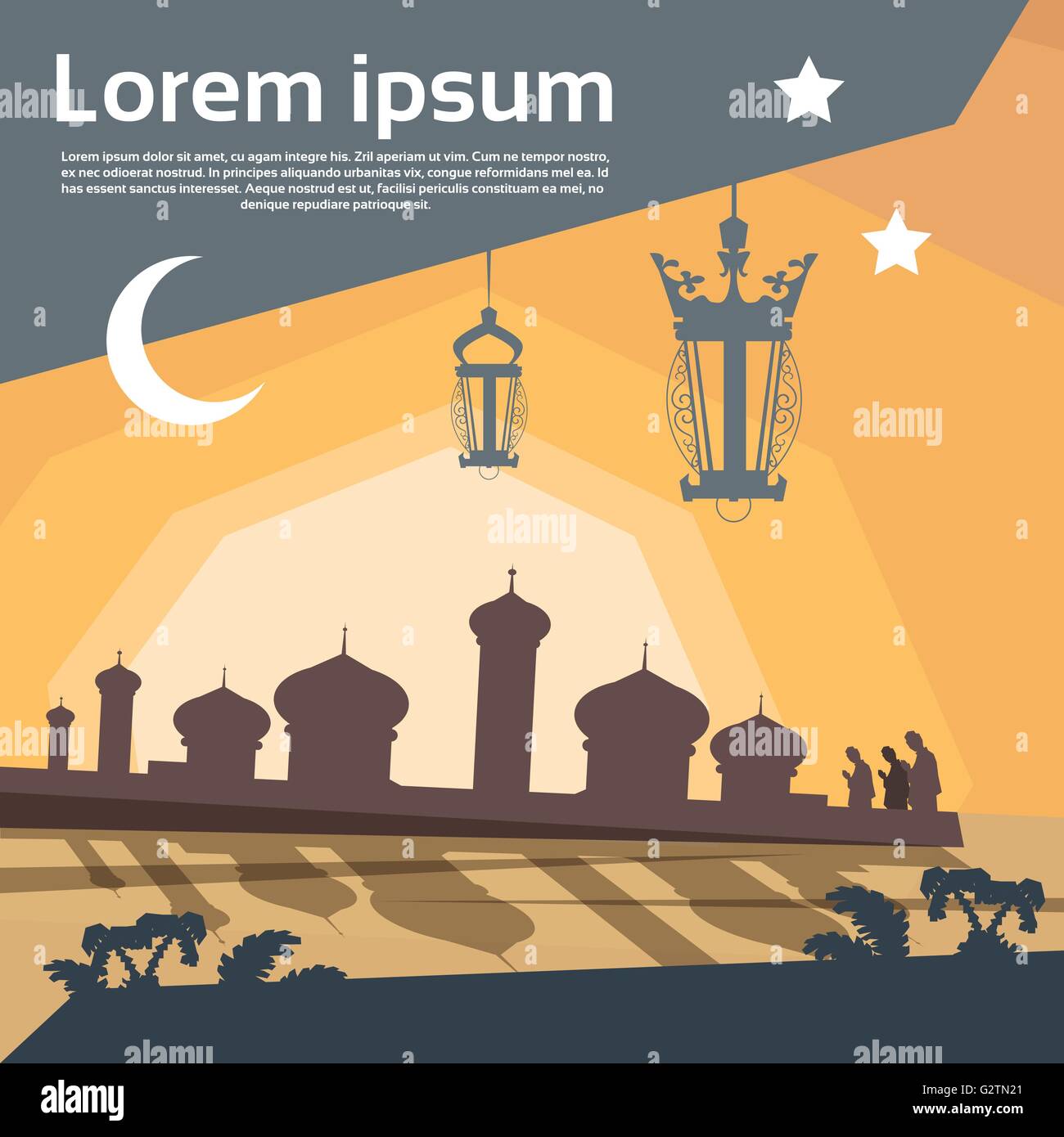 Muslim Night Mosque Ramadan Kareem Religion Holy Month Stock Vector ...