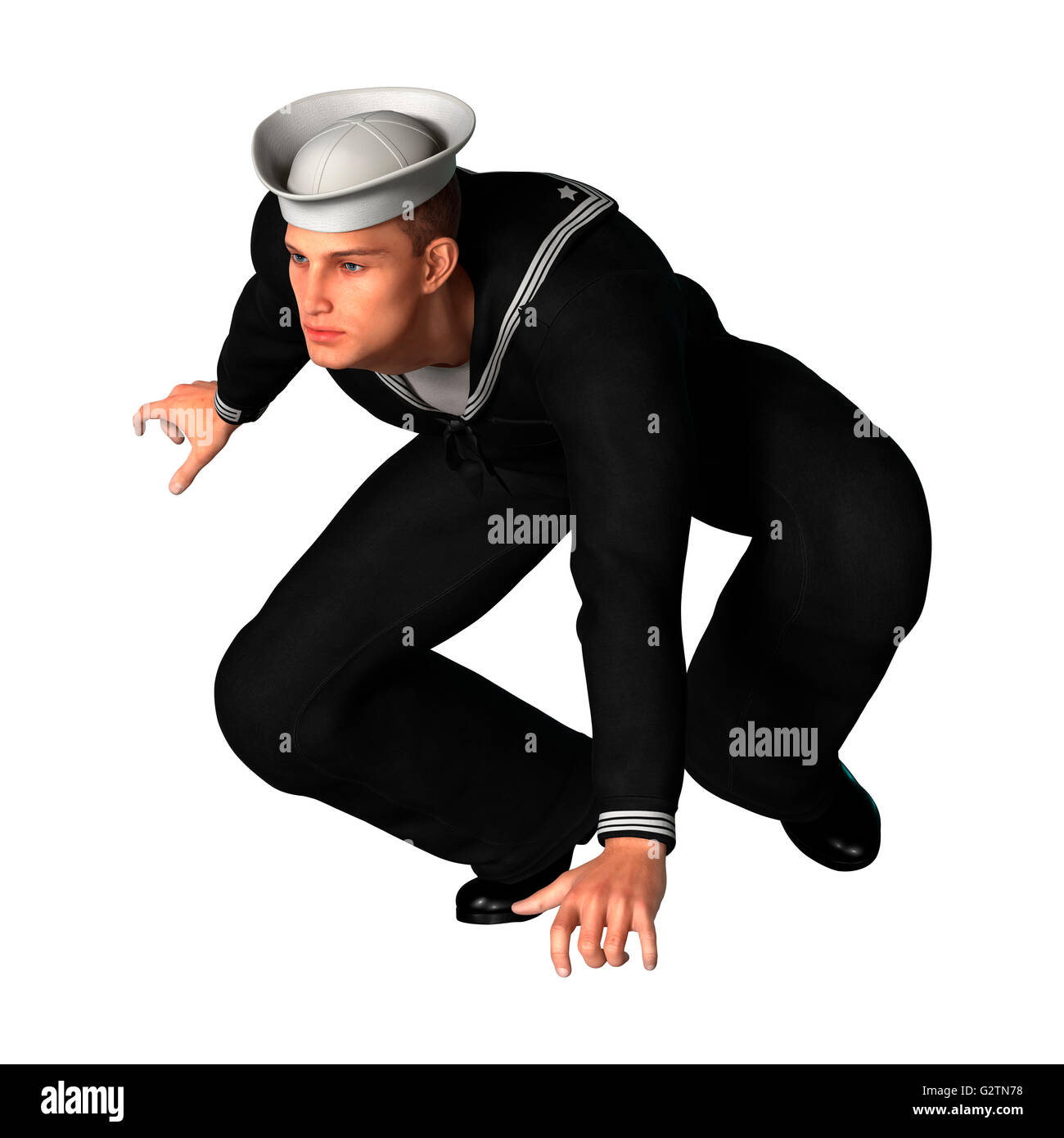3D rendering of a young seaman isolated on white background Stock Photo ...
