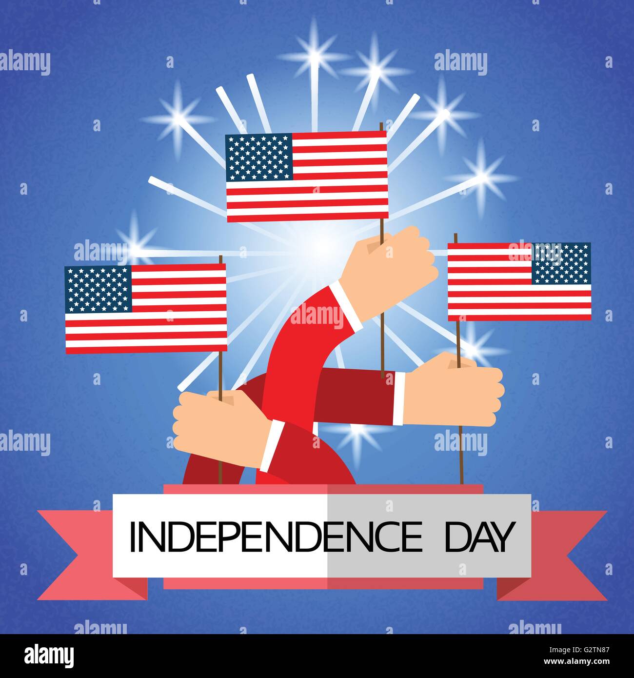 Hand Group Hold United States Flag Independence Day Banner Stock Vector ...