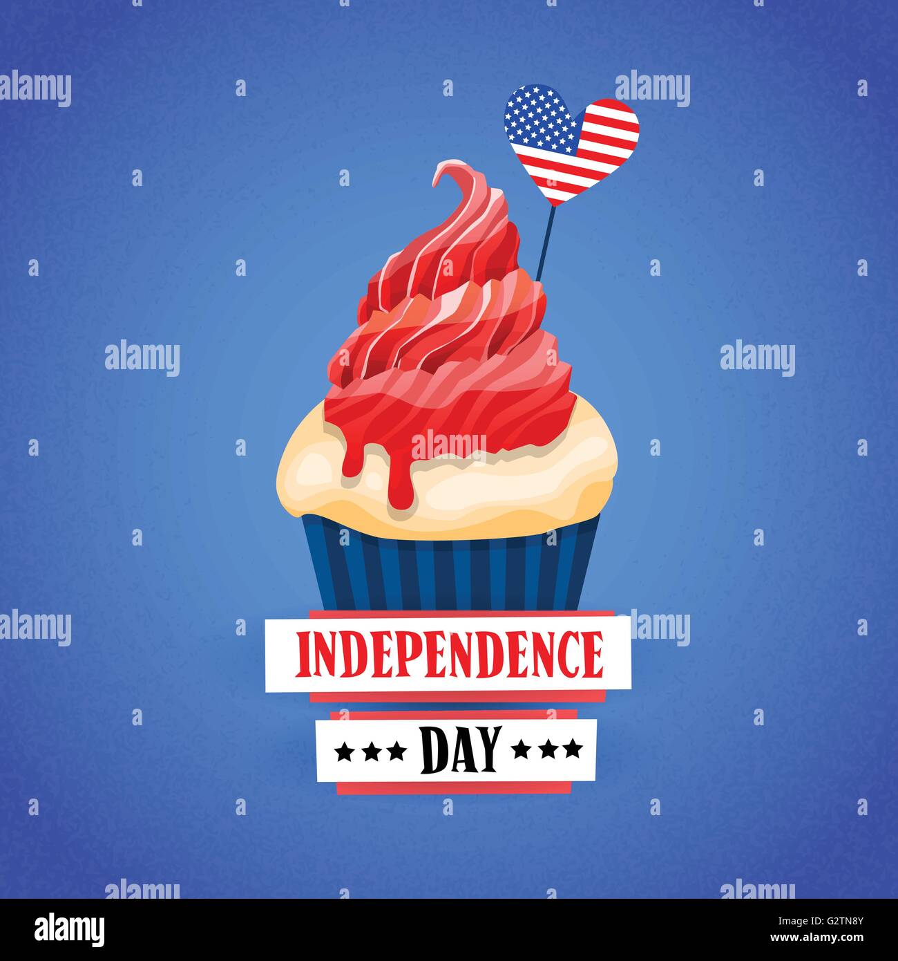 Independence Day United States American Holiday Cupcake With Flag Stock ...