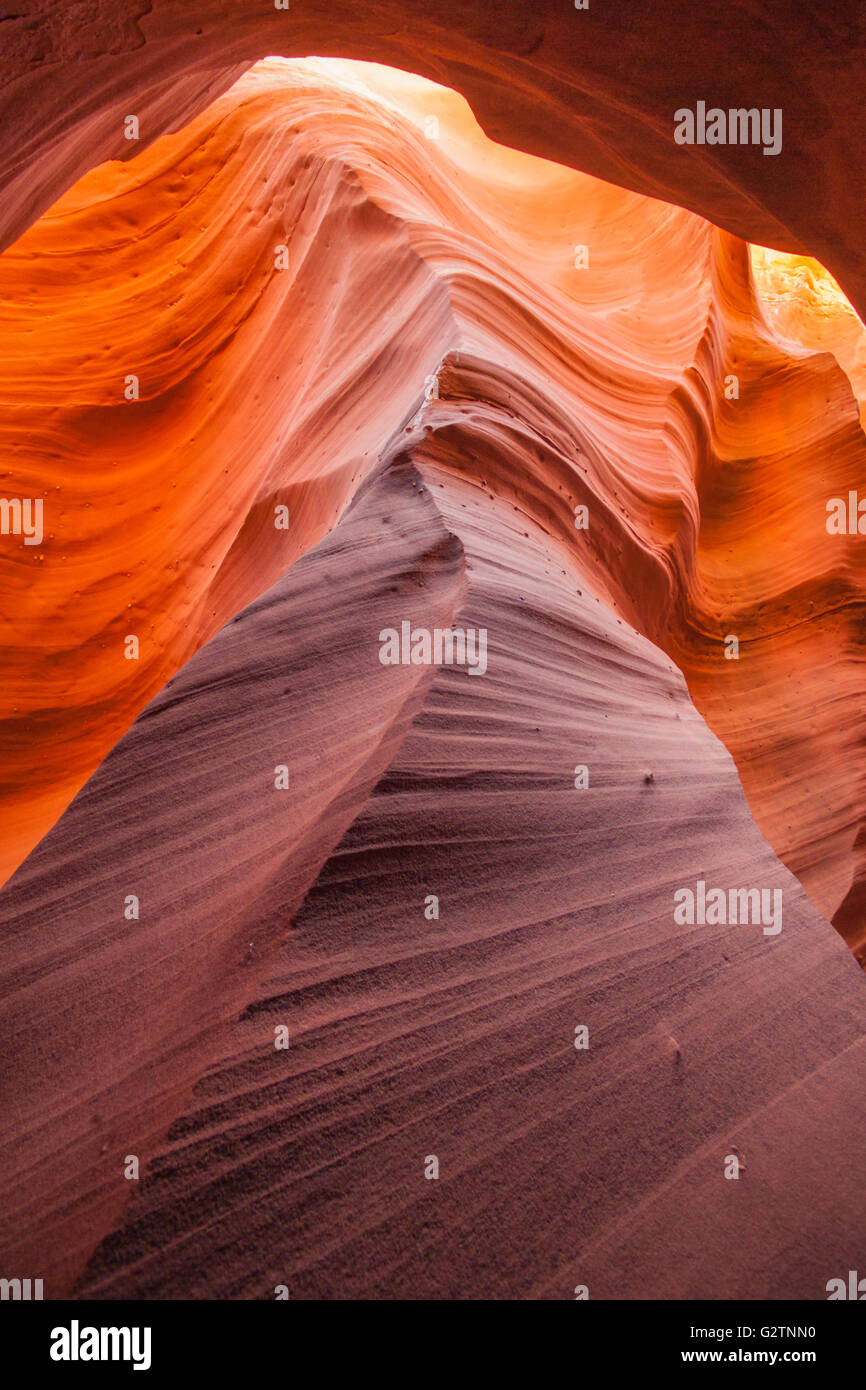 Column of orange rock sandstone in a slot canyon of American southwest ...