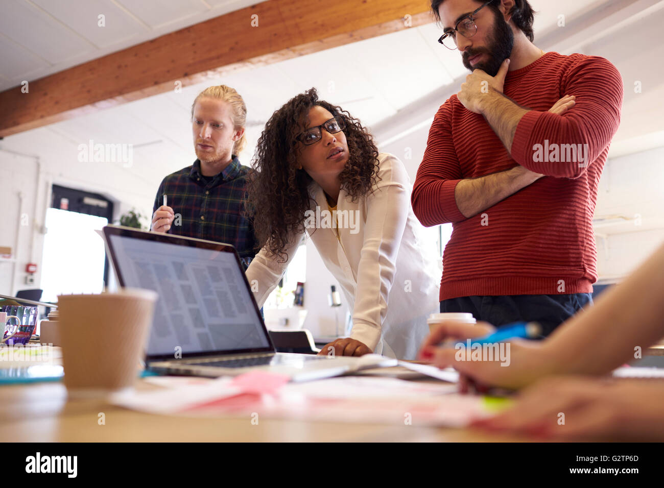 Low Angle View Of Creative Brainstorming Meeting In Office Stock Photo ...
