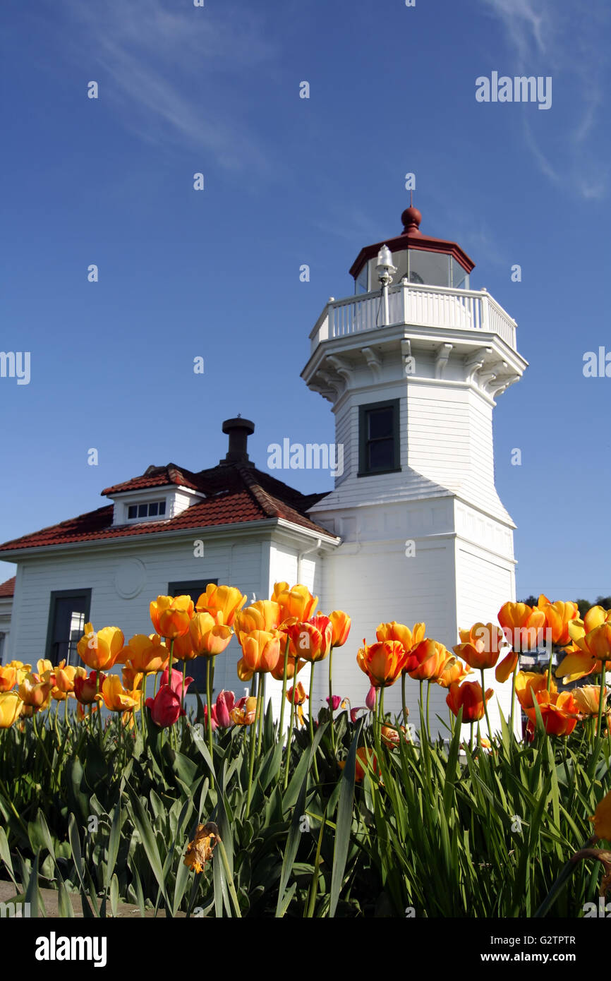 Old lighthouse in spring Stock Photo - Alamy