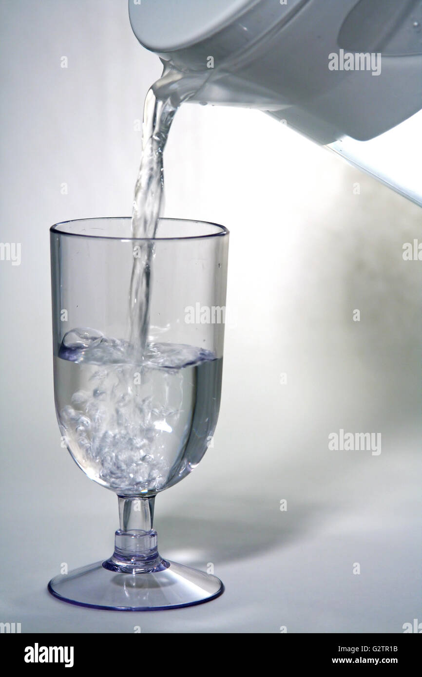 Pouring water into a glass Stock Photo - Alamy