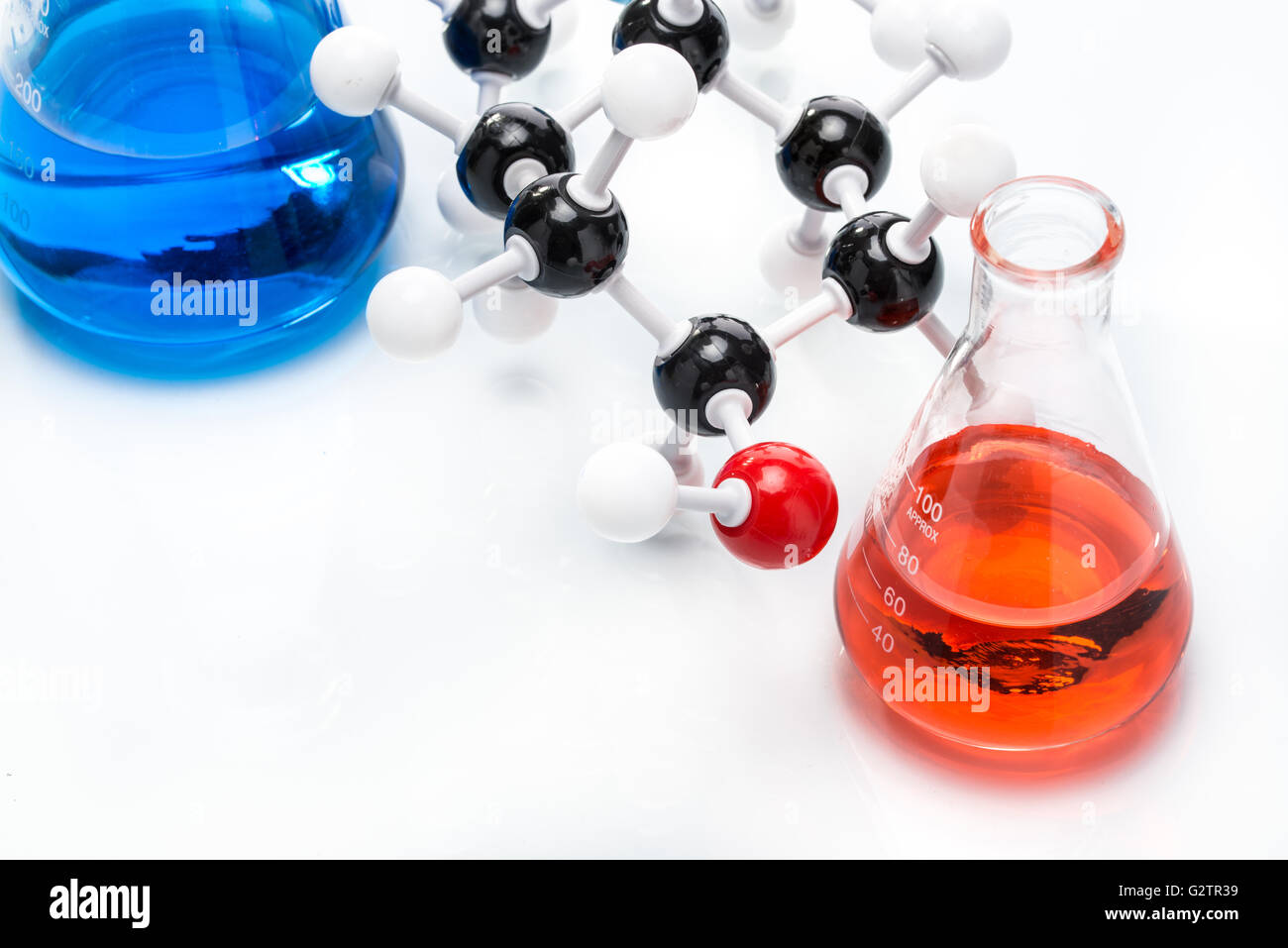Molecular Structure and colorful liquid on white background Stock Photo ...