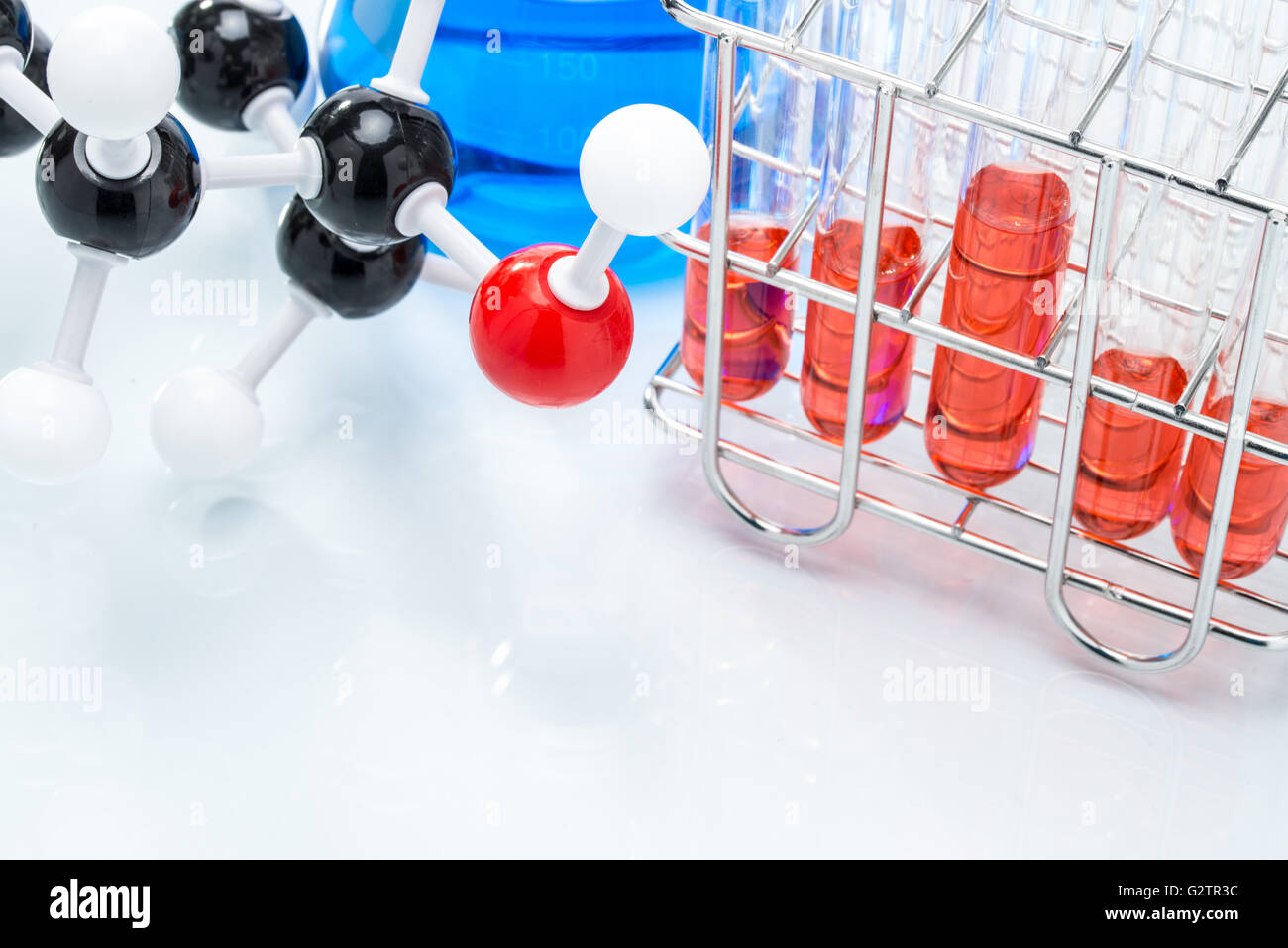 Molecular Structure and colorful liquid on white background Stock Photo ...