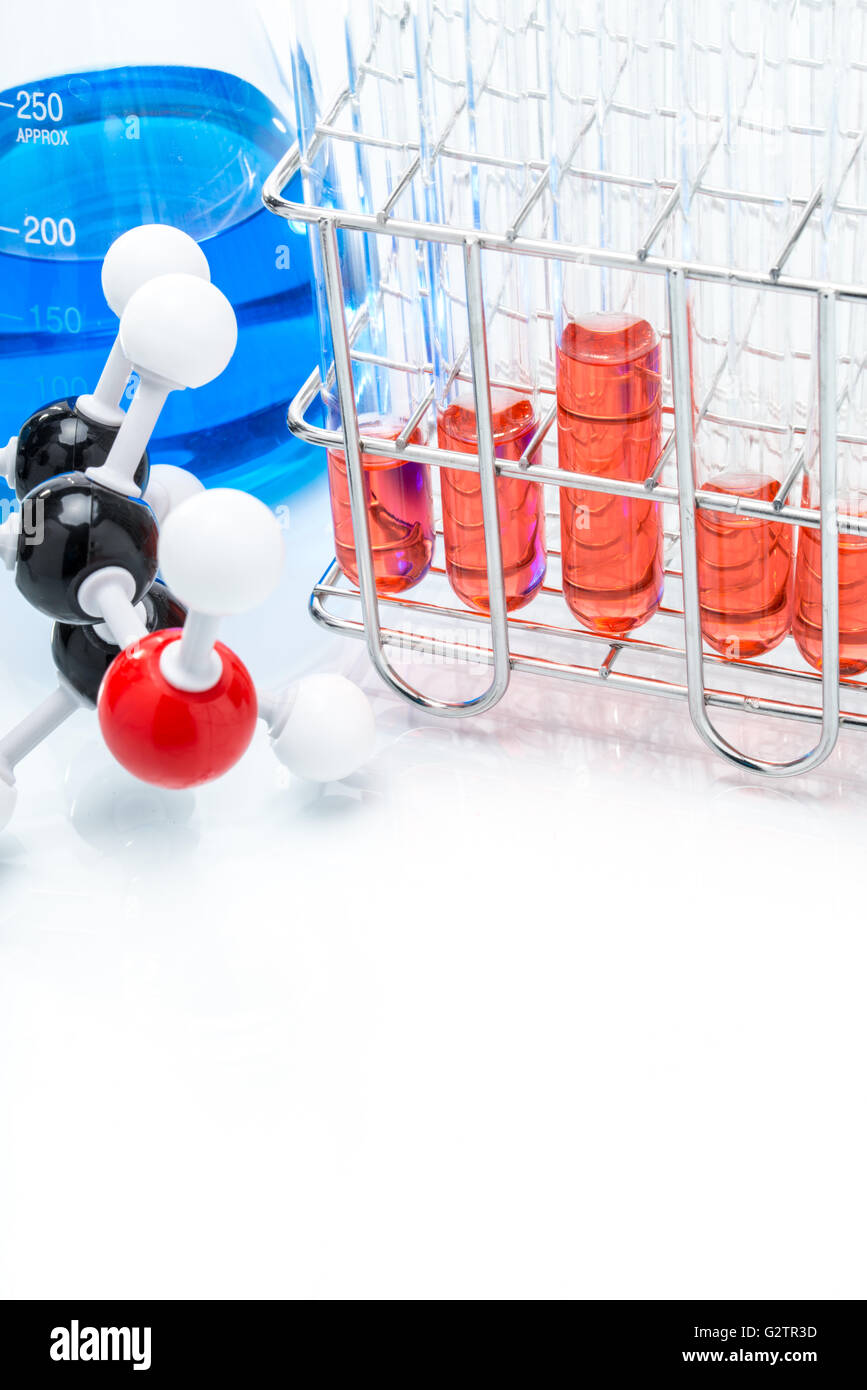 Molecular Structure and colorful liquid on white background Stock Photo ...