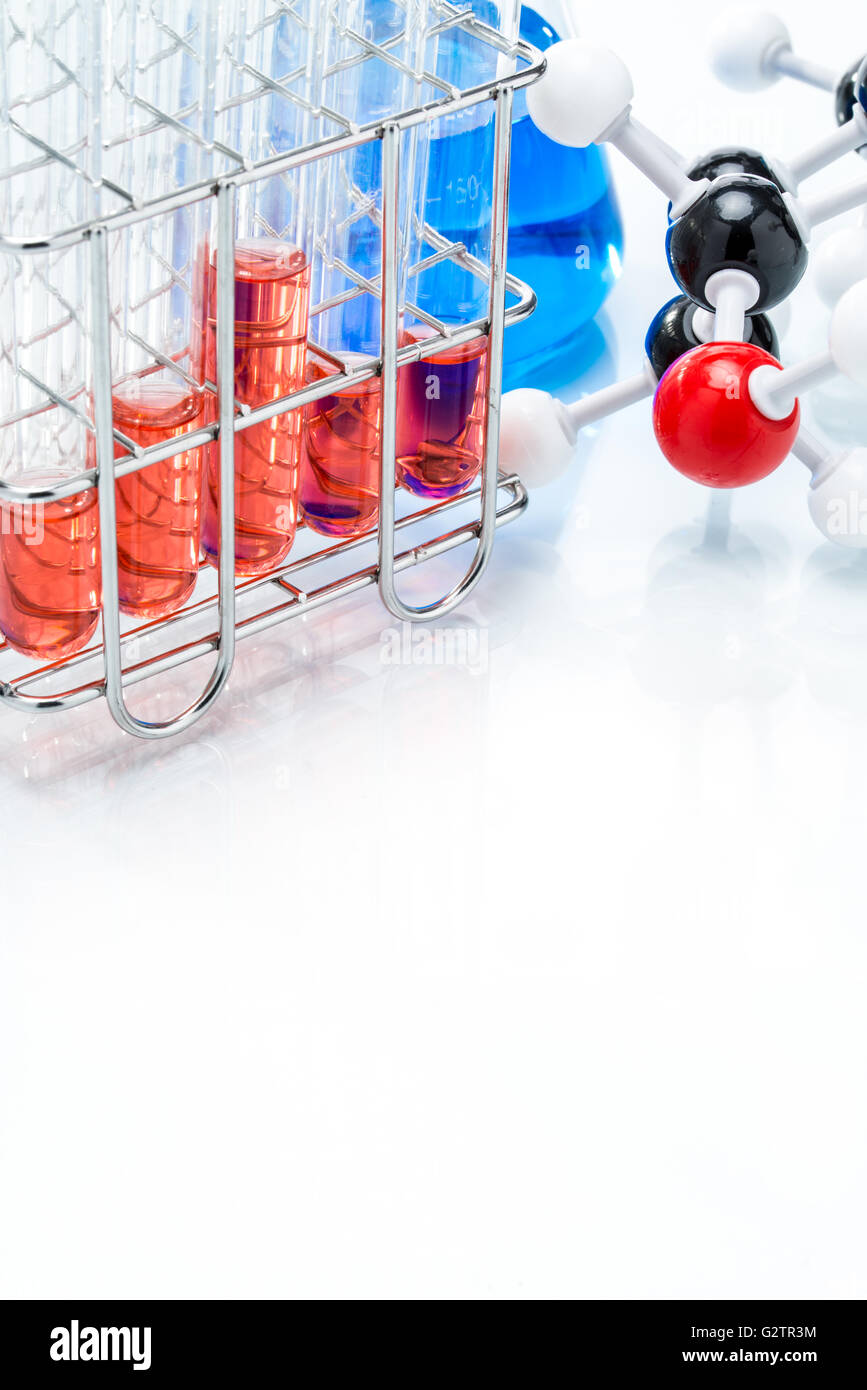 Molecular Structure and colorful liquid on white background Stock Photo ...