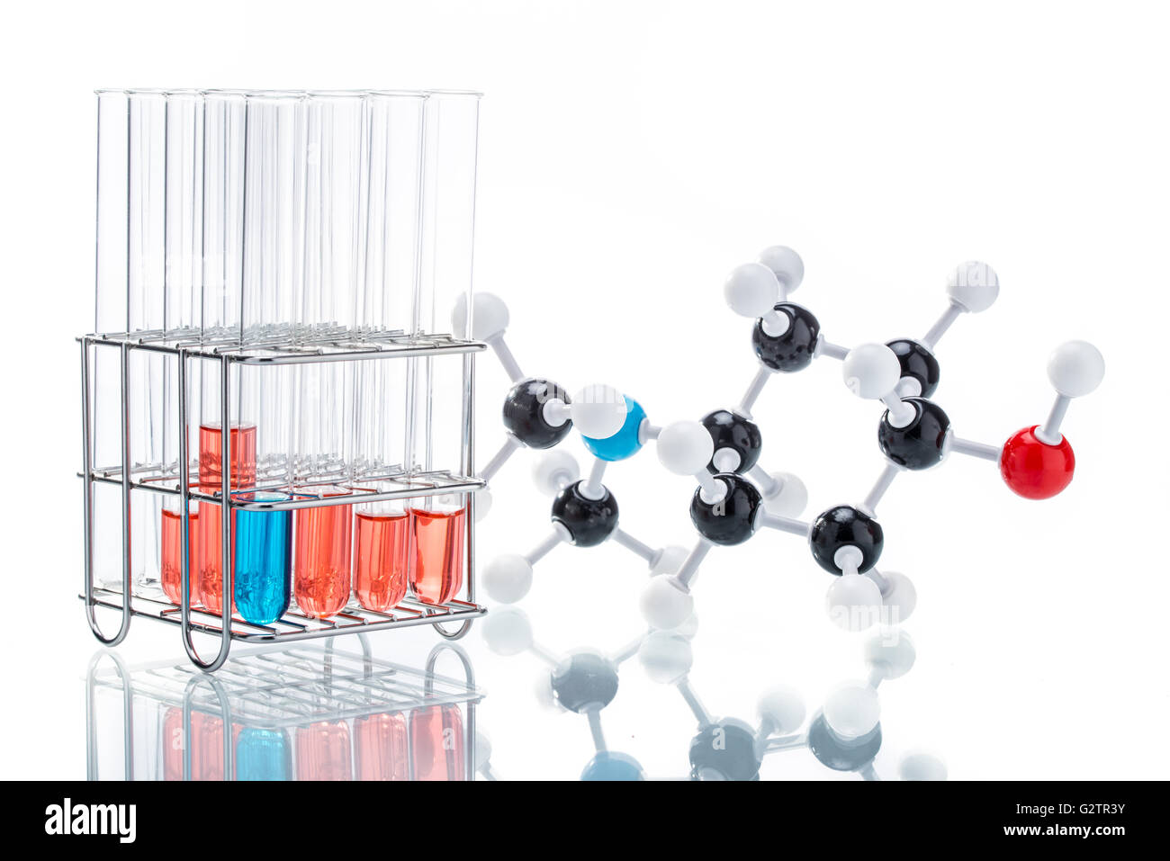 Molecular Structure and the liquid in Test Tube on white background ...