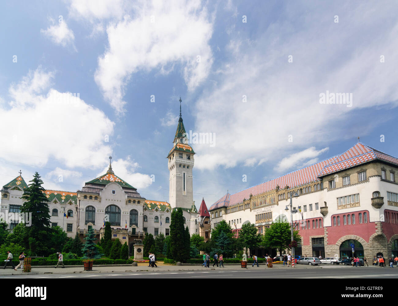 Town Hall (left) and Culture Palace, Romania, Transilvania ...
