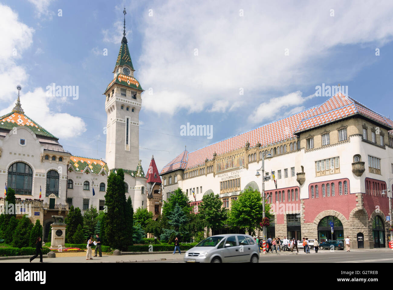 Town Hall (left) and Culture Palace, Romania, Transilvania ...