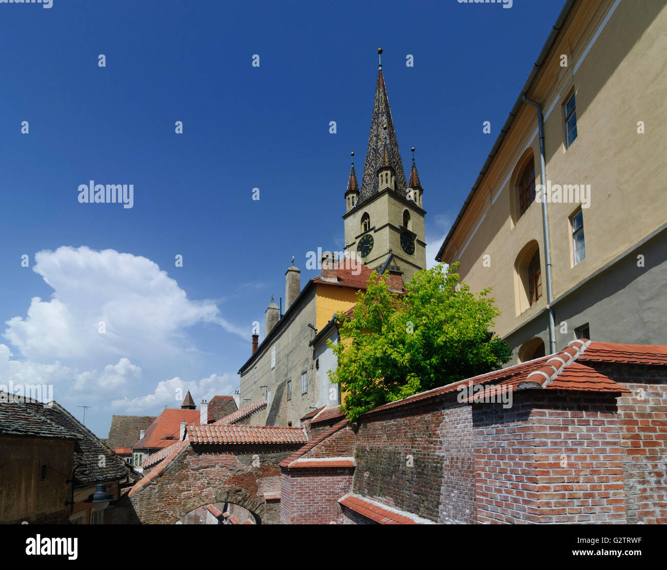 Protestant parish church and Pempflinger - stairs, Romania ...