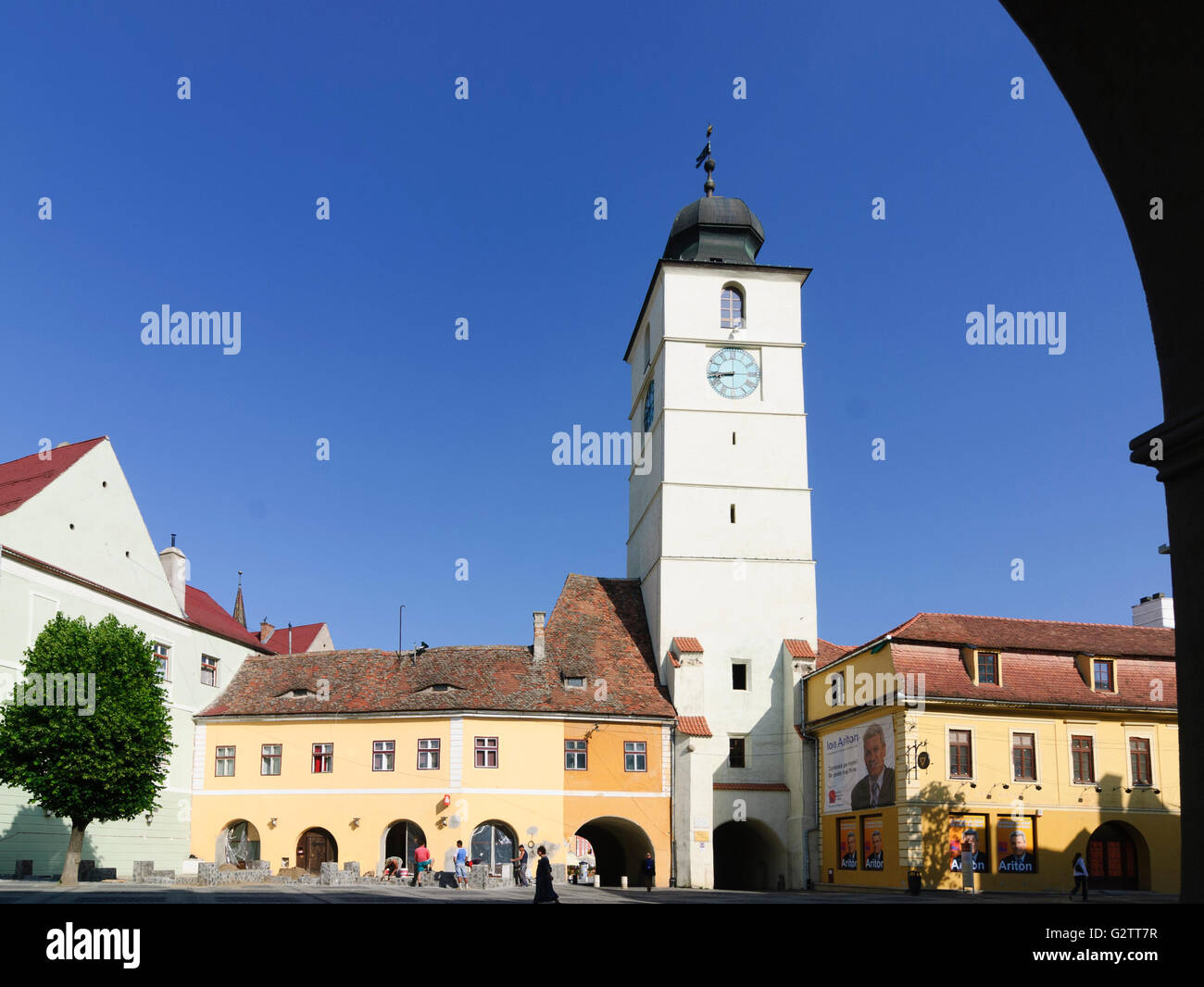 Piata Mare ( Big Square) with Council Tower, Romania, Transilvania ...