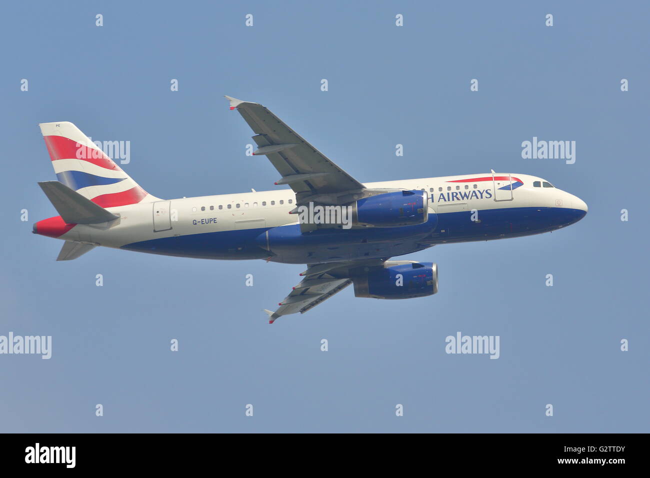 British Airways Airbus A318 G-EUPE departing from London Heathrow ...