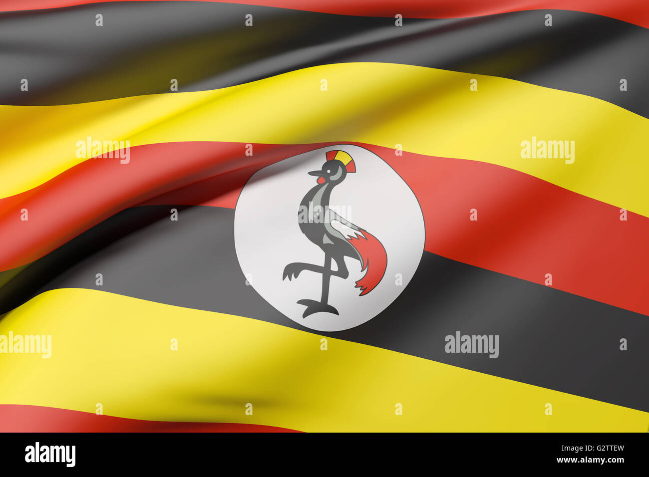 3d rendering of Uganda flag waving Stock Photo - Alamy