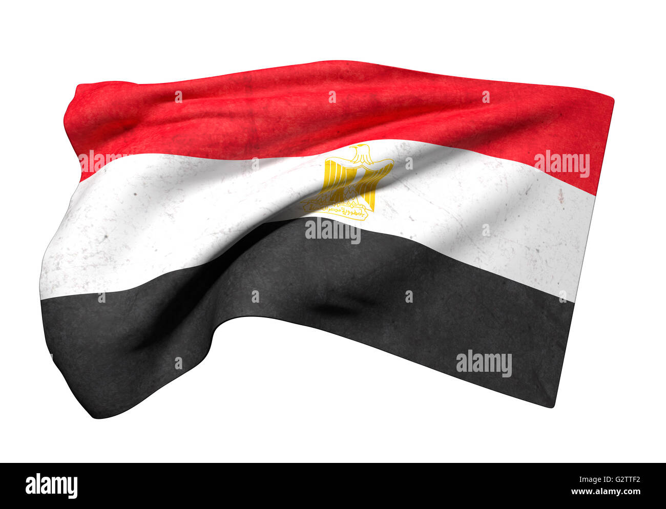 3d rendering of old Egypt flag waving on a white background Stock Photo ...