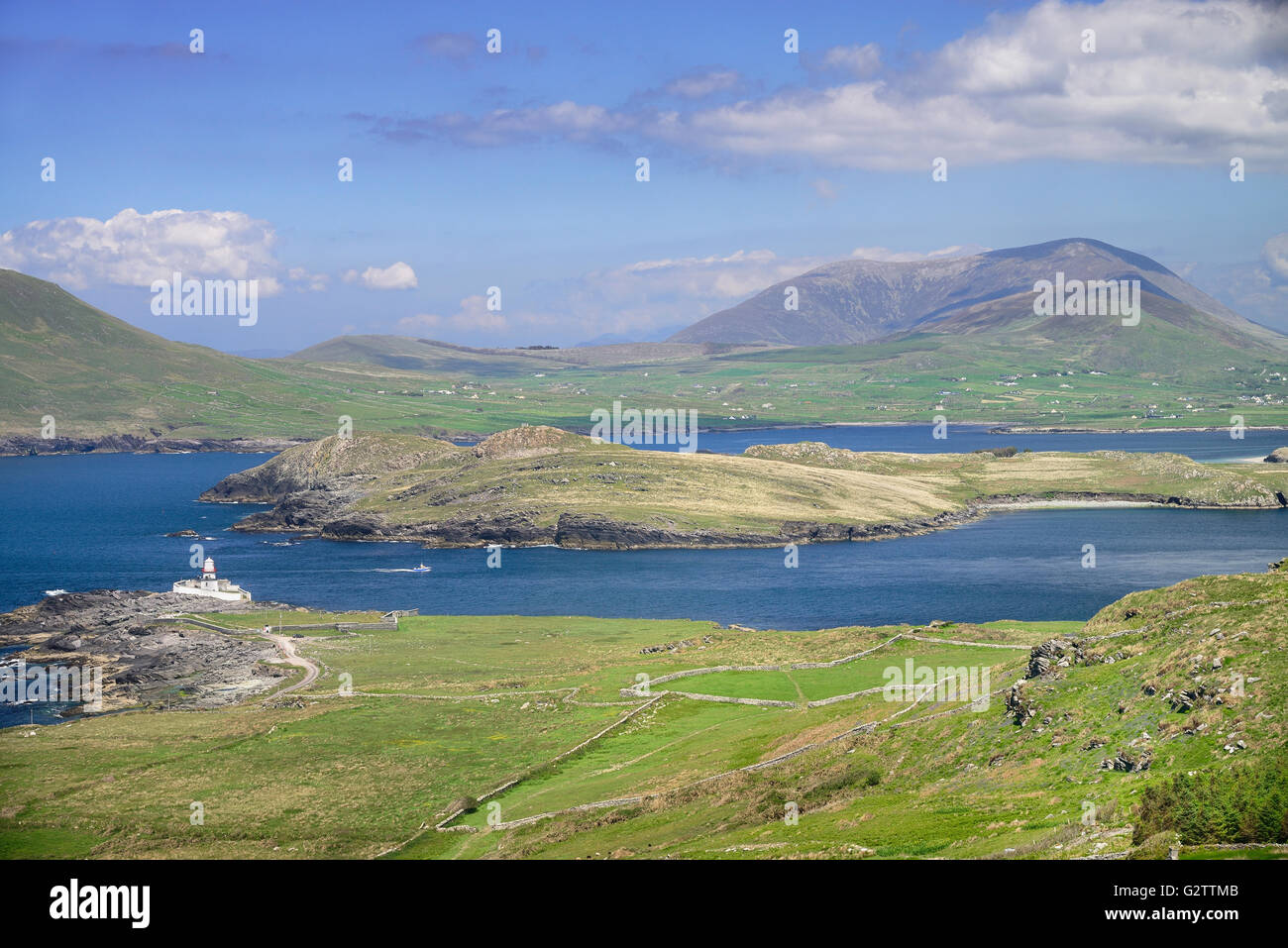 Ireland, County Kerry, Valentia Island, View towards the Iveragh ...