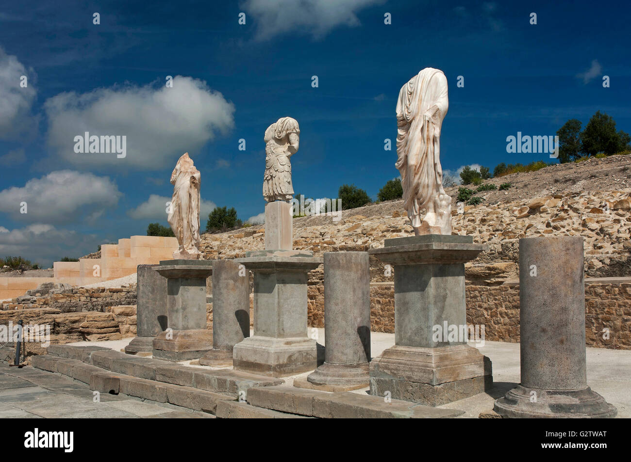 Torreparedones, Iberian-Roman Archaeological Park, statues in the forum ...
