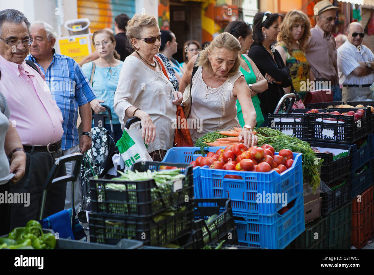 Spain, Andalucia, Granada, Fruit and vegetable stall on Calle San ...
