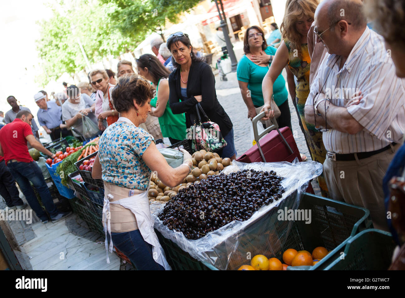 Spain, Andalucia, Granada, Fruit and vegetable stall on Calle San ...