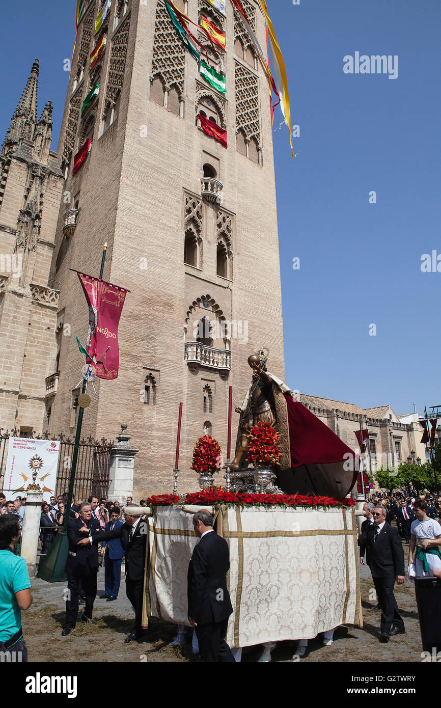 Spain, Andalucia, Seville, A procession as part of the Corpus Christi ...