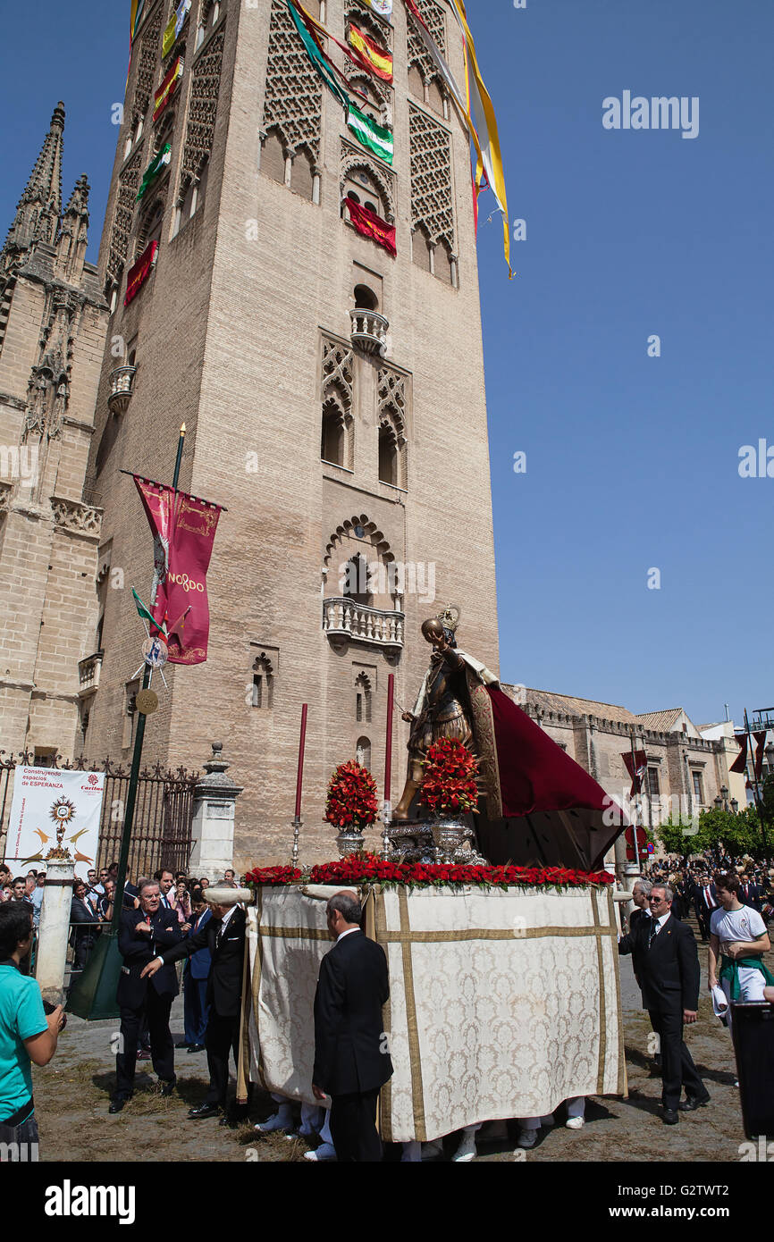 Spain, Andalucia, Seville, A procession as part of the Corpus Christi ...