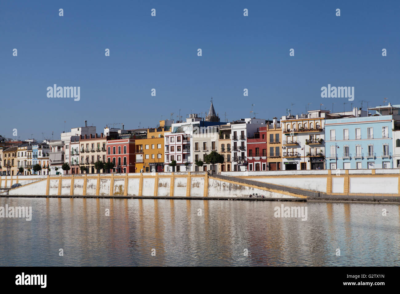 Spain, Andalucia, Seville, Waterfront buildings of the Triana district ...