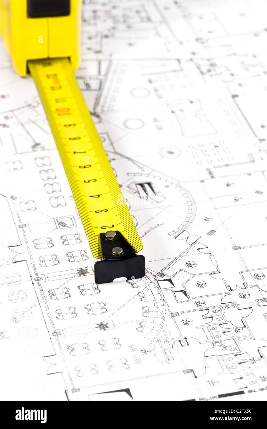 Tape drawing measure planning compass technical drawing hi-res stock ...