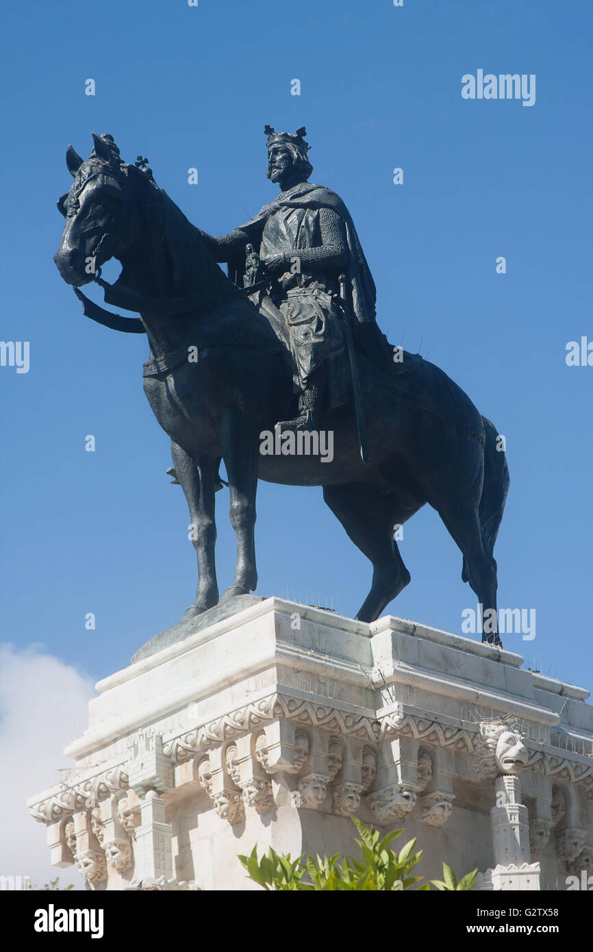 Spain, Andalucia, Seville, Statue of King Ferdinand III in Plaza Nueva ...