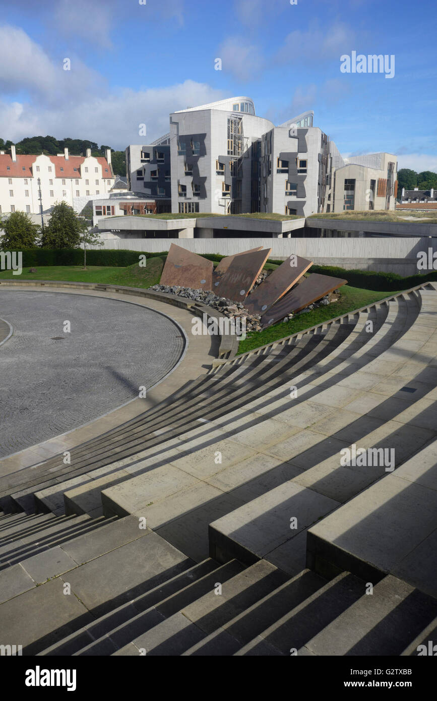 Scotland, Edinburgh, Scottish Parliament building from steps of Our ...