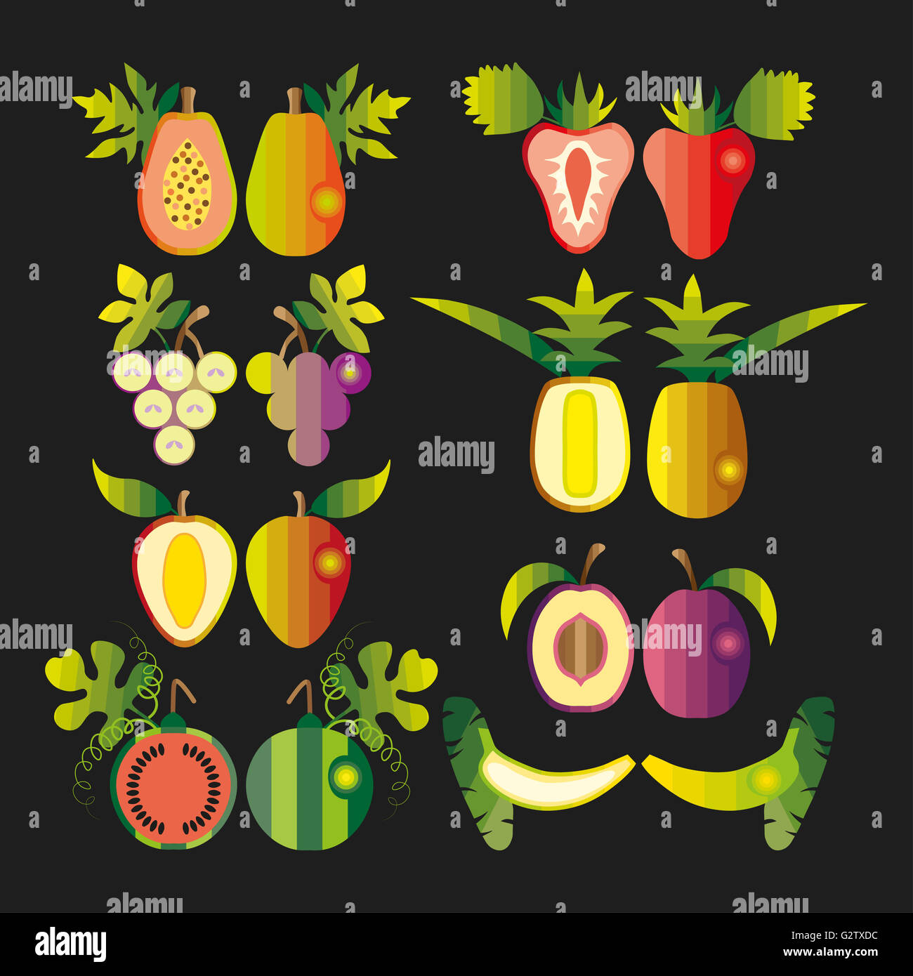 Illustration set of fruit Stock Photo - Alamy