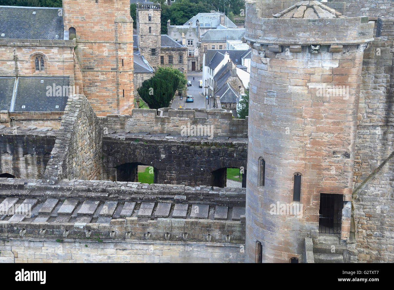 Scotland, Edinburgh, Linlithgow Palace, view from West tower onto ...