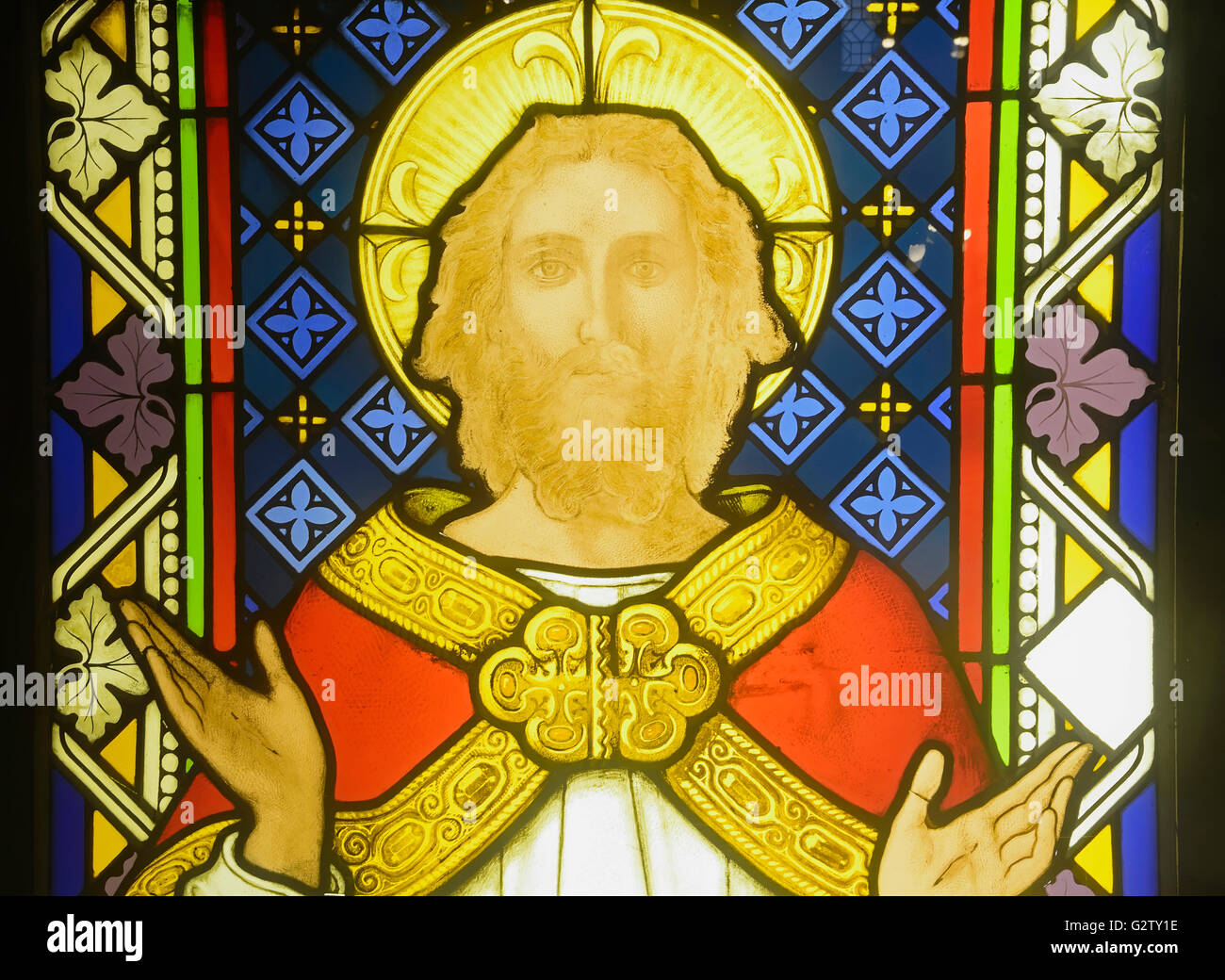 Scotland, Glasgow, Glasgow Cathedral, figure of Christ from the South ...