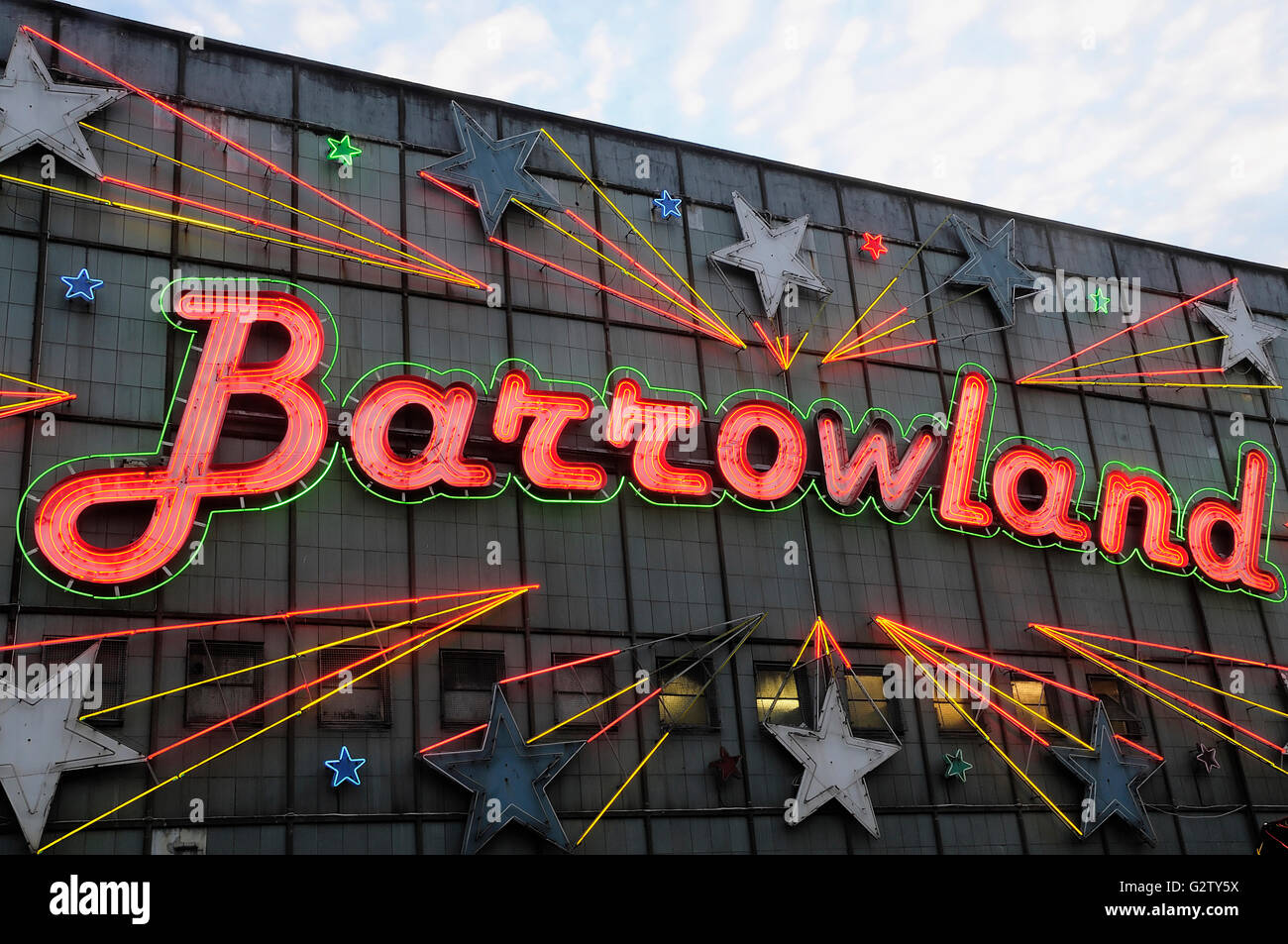 Scotland, Glasgow, East End, Barrowland Ballroom lit up at night Stock ...