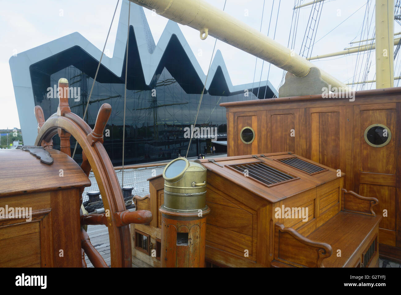Scotland, Glasgow, West End, The Tall Ship above deck with the ...