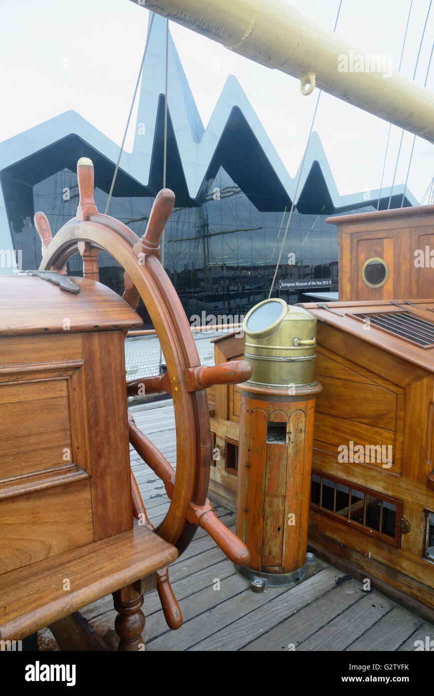 Scotland, Glasgow, West End, The Tall Ship above deck with the ...