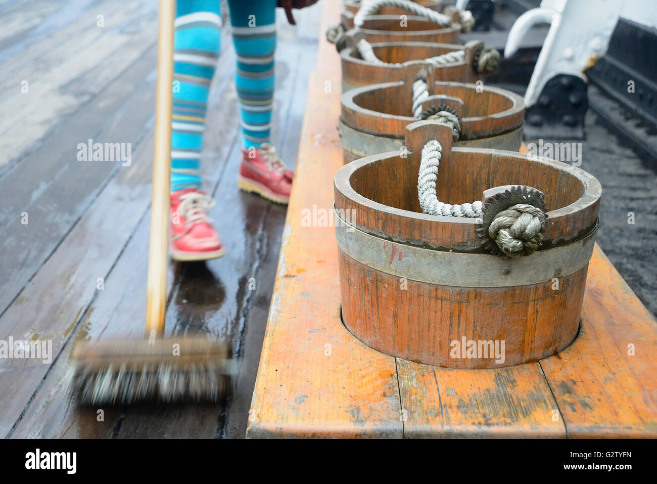 Scotland, Glasgow, West End, The Tall Ship, sloshing the deck Stock ...