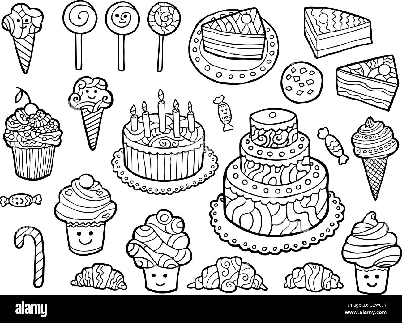Monochrome sweets Stock Vector Images - Alamy