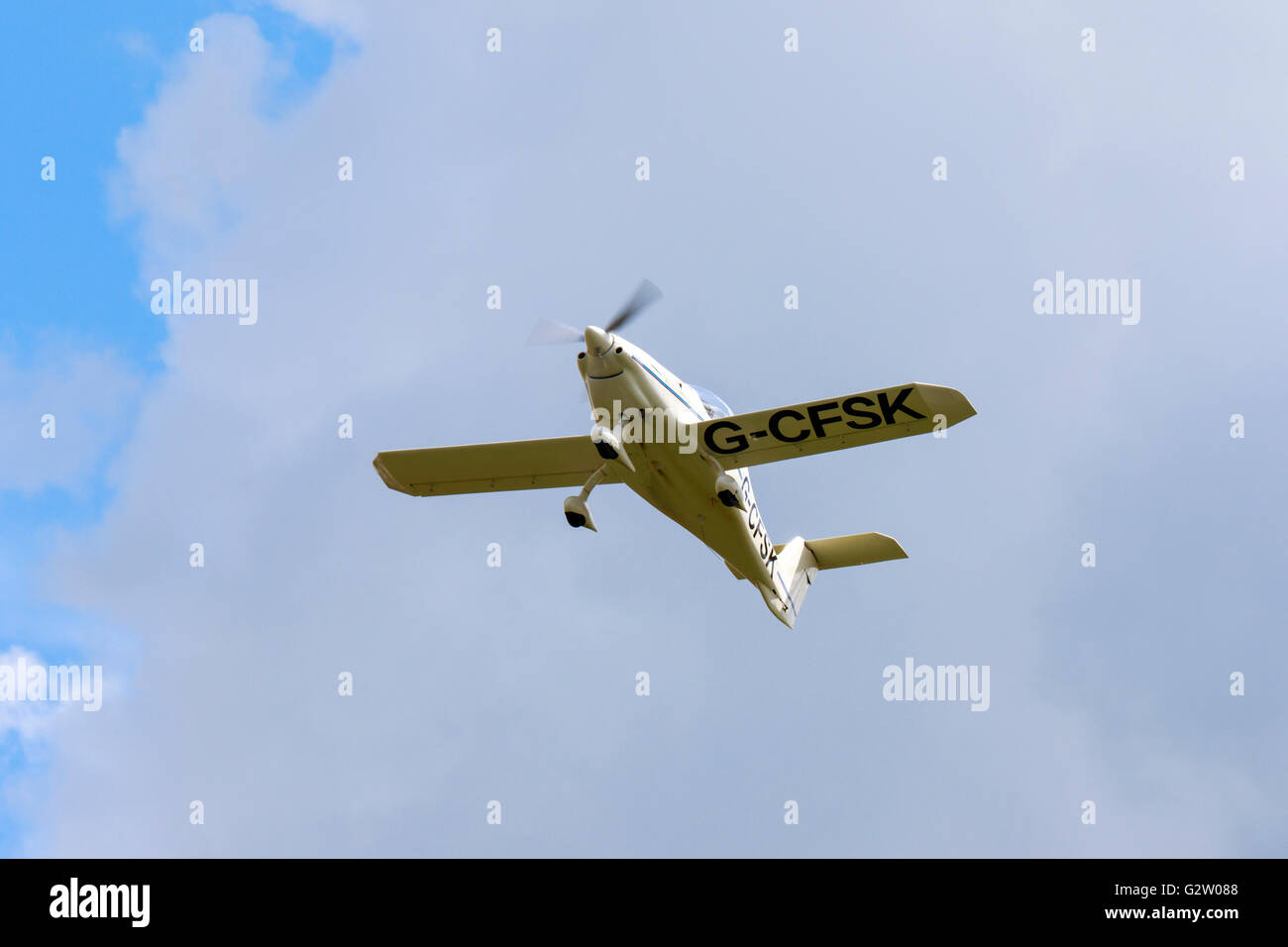 Flylight Dragonfly G-CFSK in flight over Breighton Airfield Stock Photo ...