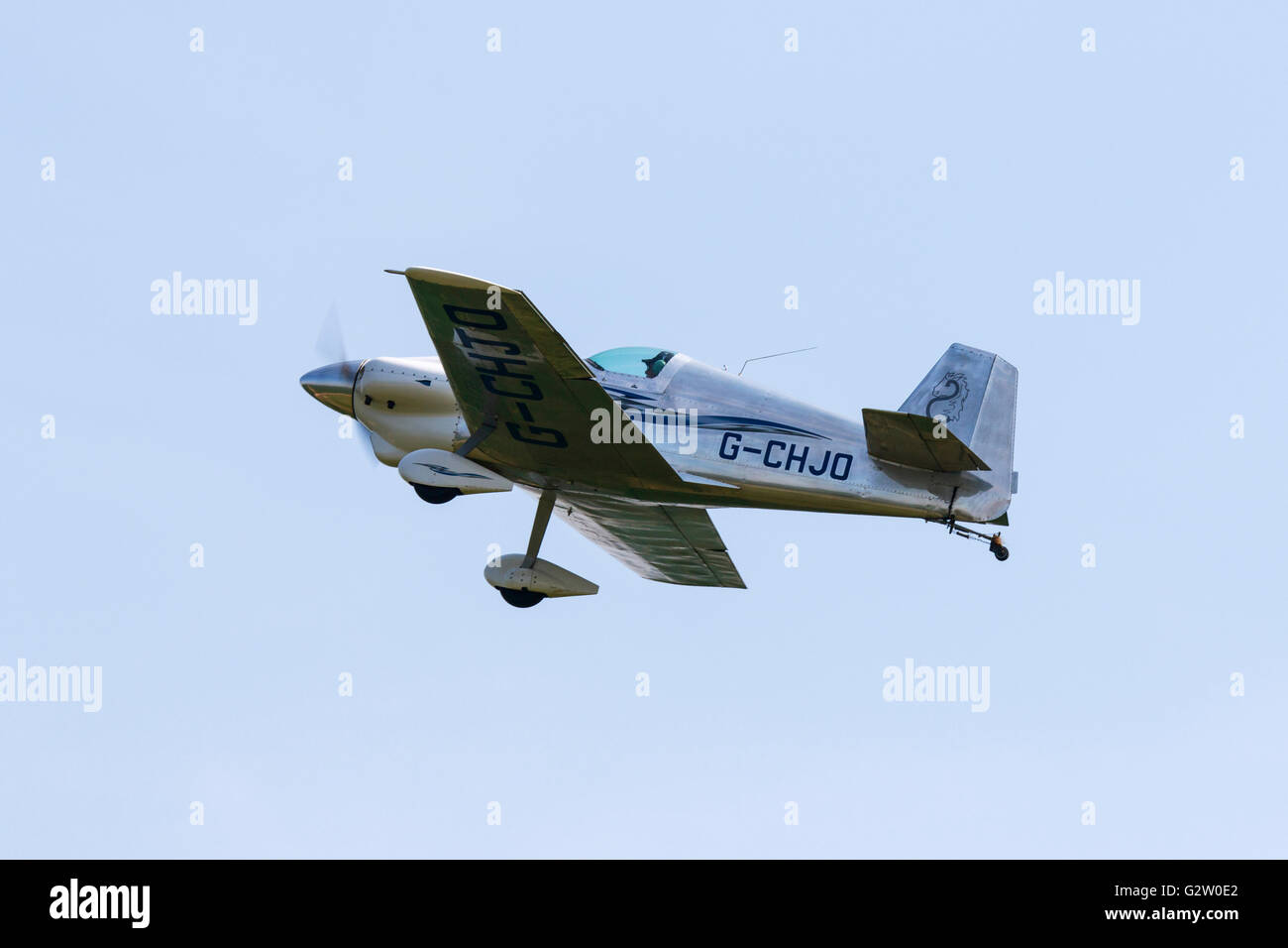 Midget Mustang G-CHJO in flight at North Coates Airfield Stock Photo ...