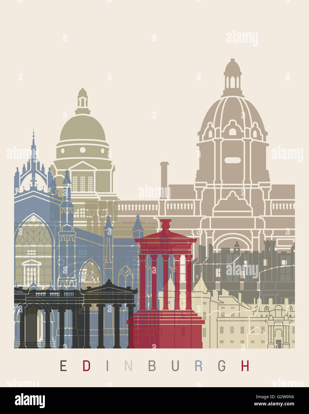 Edinburgh skyline poster in editable vector file Stock Photo - Alamy