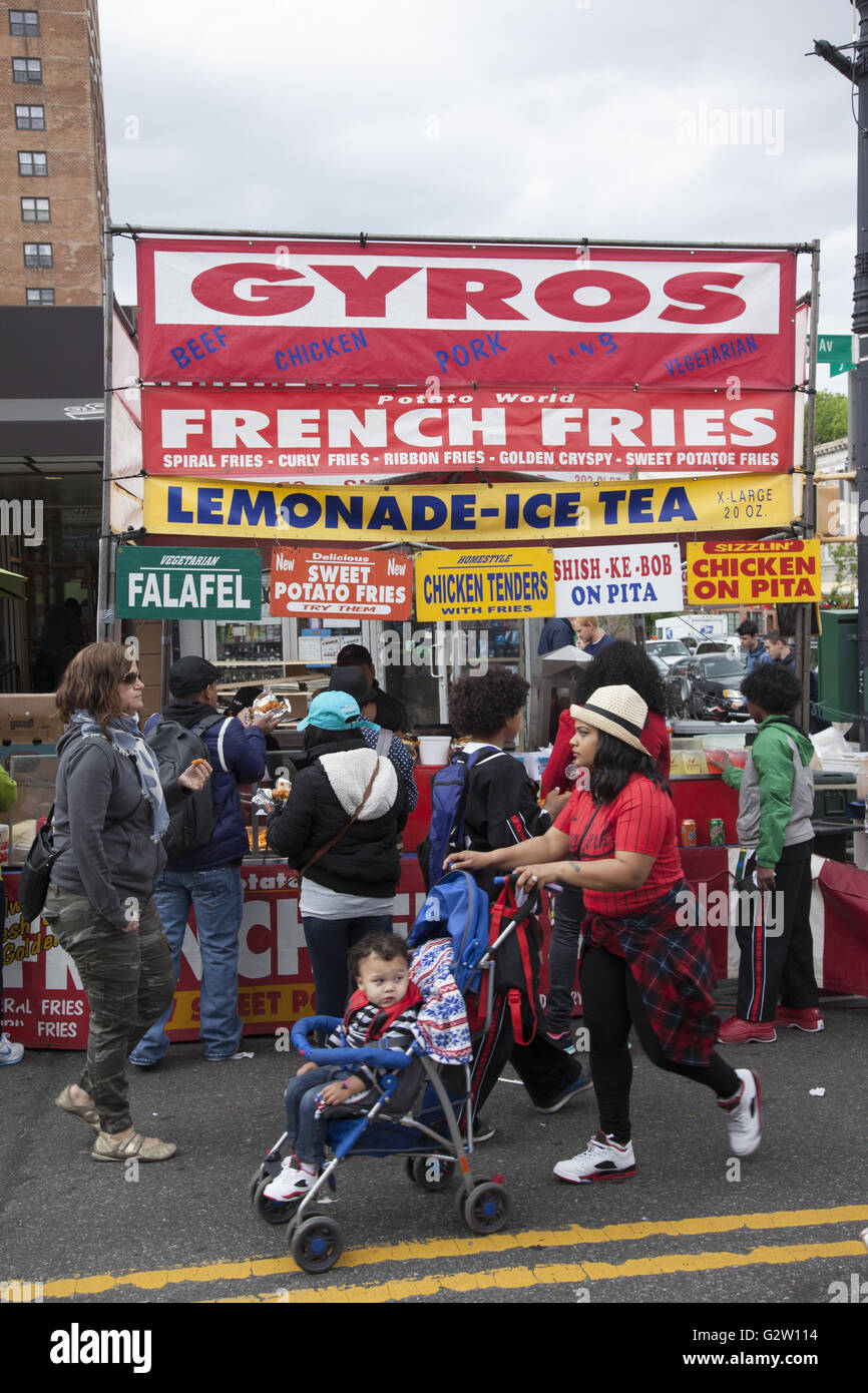 Food concession at a very large street fair along 5th Avenue in Park ...