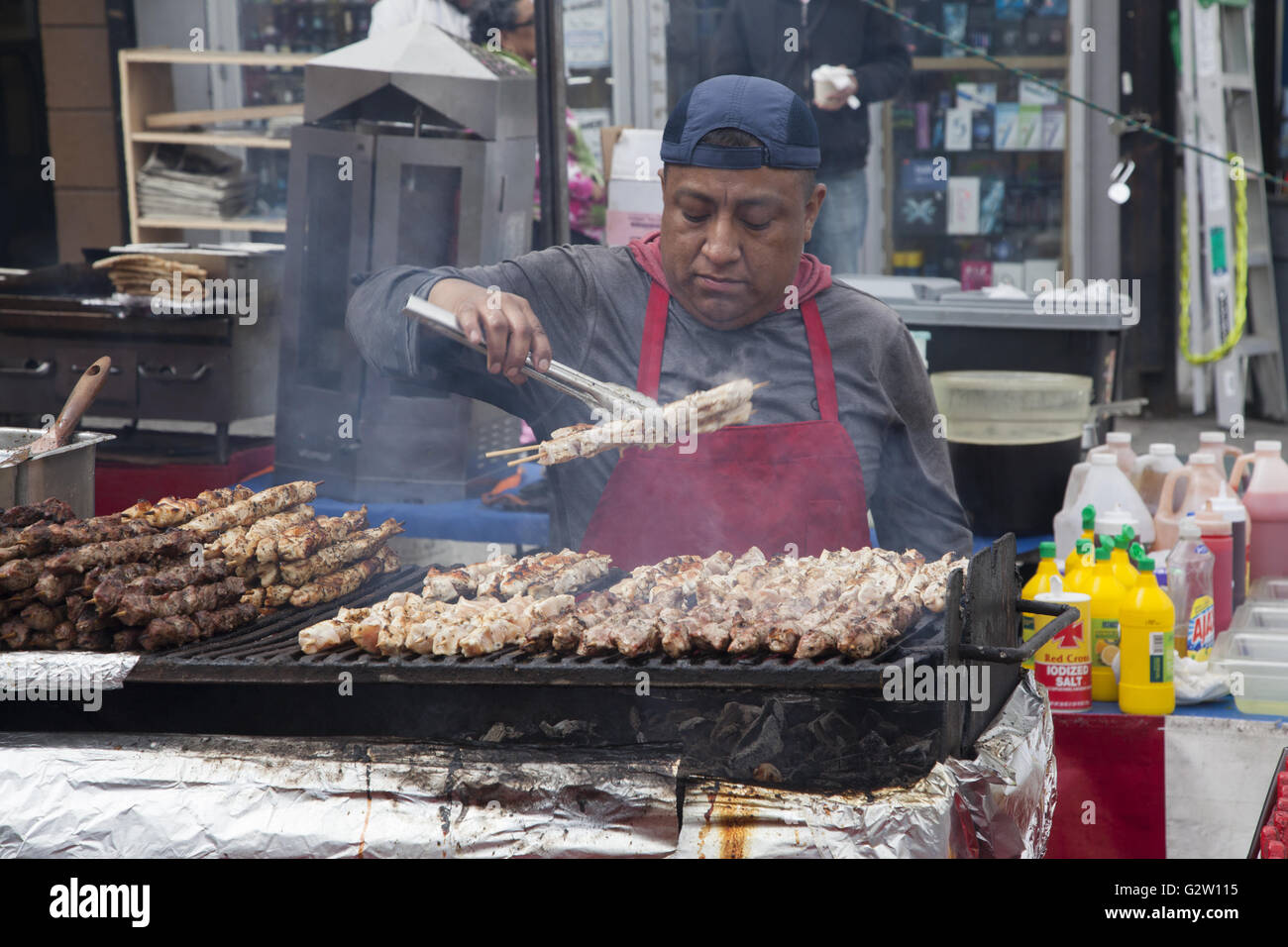 Food concession at a very large street fair along 5th Avenue in Park ...