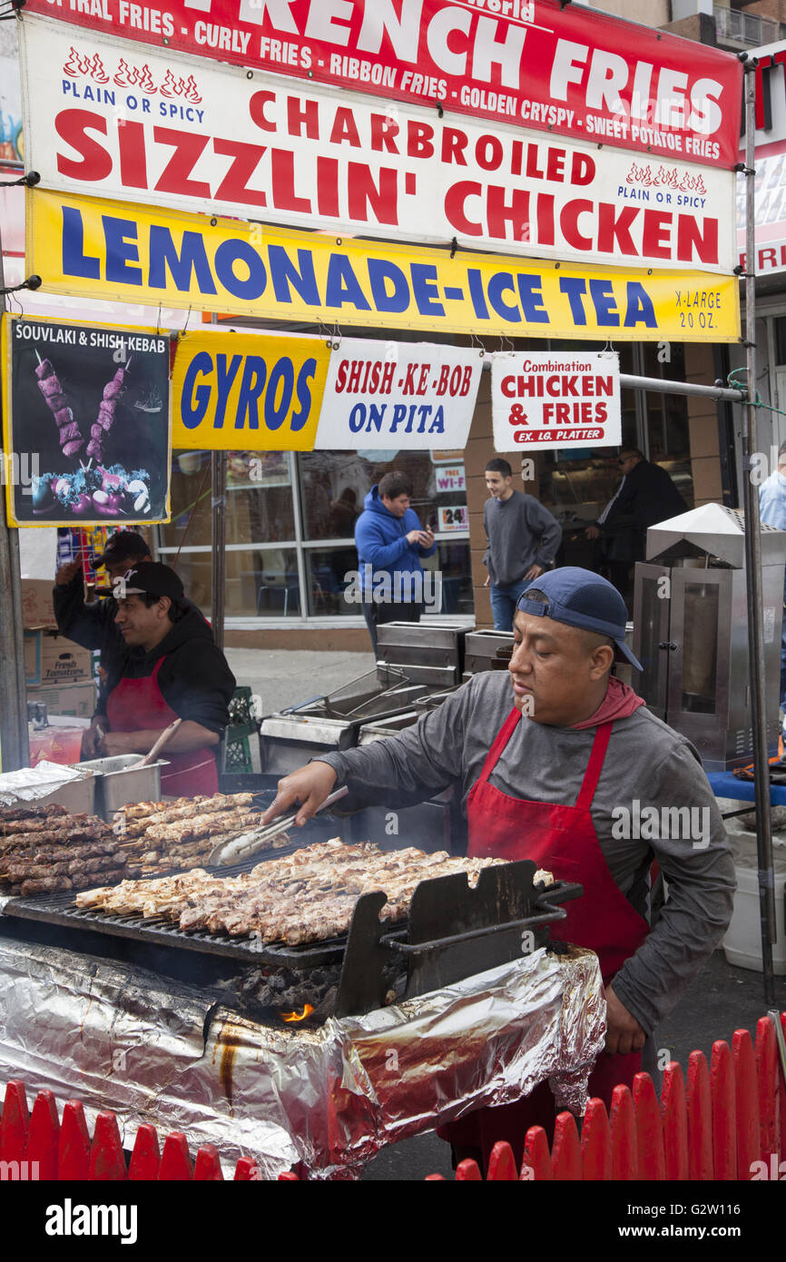 Food concession at a very large street fair along 5th Avenue in Park ...