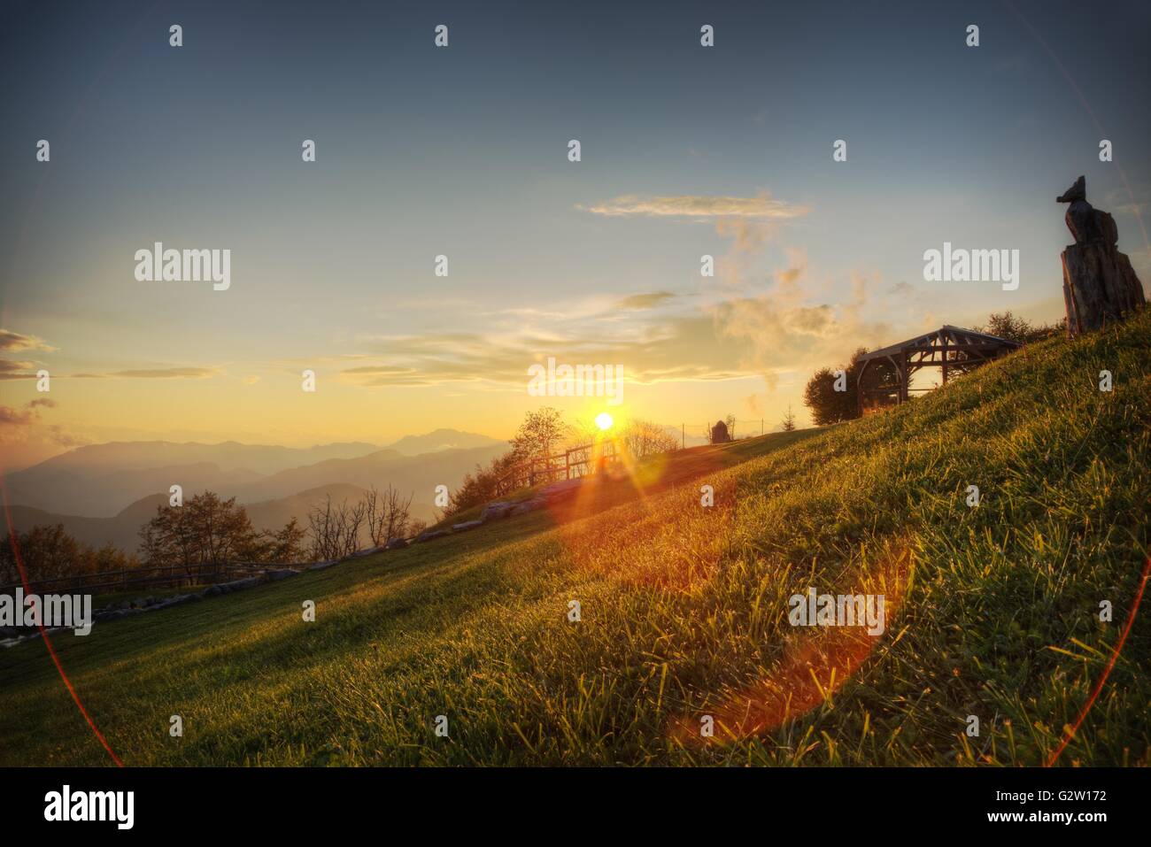 A sunset on a mountain Stock Photo - Alamy