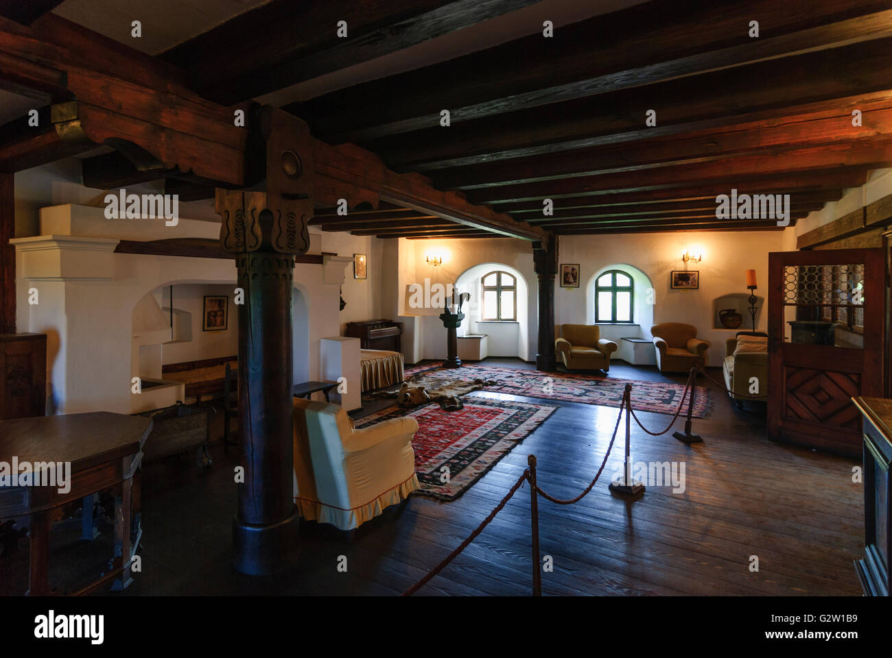Bran Castle ; Living room of Queen Marie, Romania, Transilvania ...