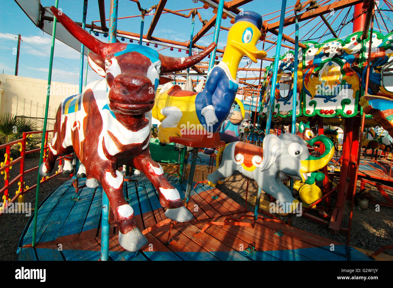 Fanciful Marry-go-round animals in Sonora Mexico Stock Photo - Alamy