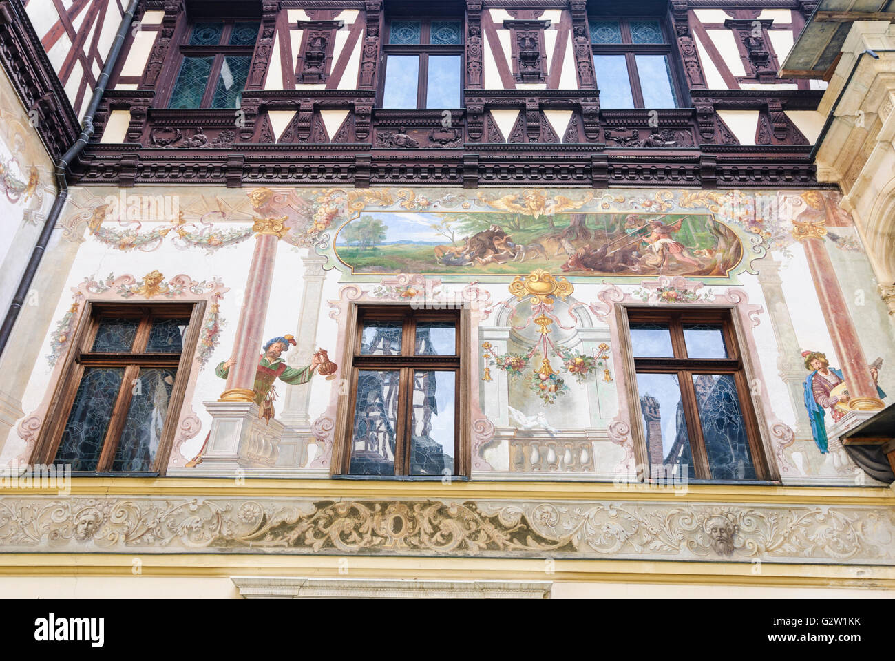 Peles Castle ; patio, Romania, Transilvania, Transylvania, Siebenbürgen ...